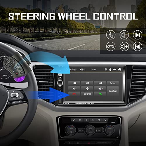 Camecho Car Stereo 2 Din Car Radio 7" MP5 Player with HD Touch Screen Digital Display Bluetooth Multimedia Support USB SD FM Aux-in Double Din Autoradio Mobile Phone Mirror Link with Backup Camera
