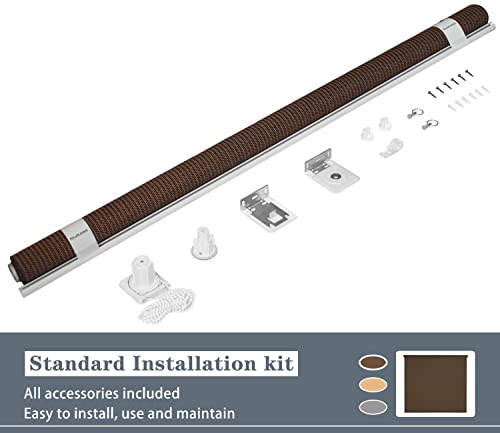 CICADA SPEECH Outdoor Roller Shade Roll Up Shade Cloth Patio Blinds for Deck Porch Balcony Backyard (8' W X 6' L), Coffee…