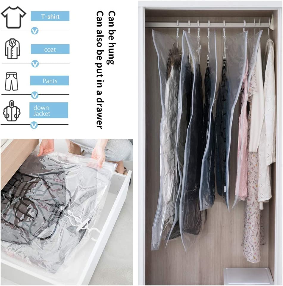 Clothes Storage Bags 2 PCS Hanging Vacuum Storage Bag Reusable Vacuum Storage Bag Can Be Used for Dresses, Coats, Down Jackets and Other Clothes