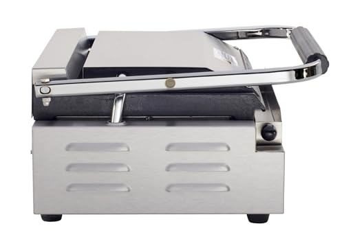 Kratos Commercial Electric Panini Sandwich Grill with Smooth Plates, 14" x 9" Cooking Surface, Commercial Countertop Panini Press, 120V, 1750W (29Y-021)