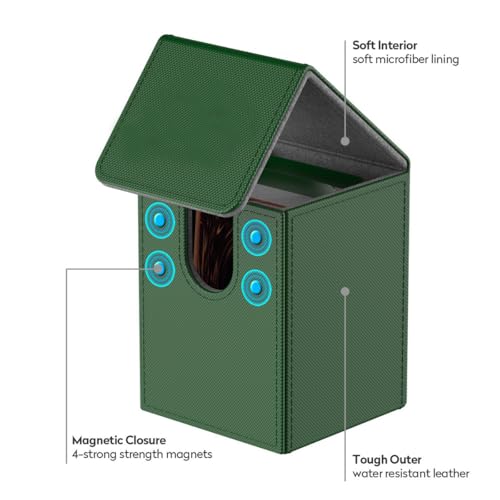 Bheddi Card Deck Box compatible with YGO Cards, Card Holder Cases with 2 Dividers per Holder, Large Size Fit 110 Cards (Exodia) (Green)