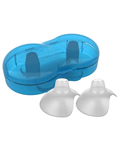 Dr. Brown’s Nipple Shields with Case, Size 1 - Up to 24 mm, Stretch Fit, for Latch Difficulties, Flat/inverted Nipples, Silicone Nipple Shield