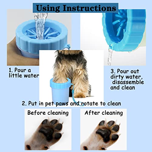 Dog Paw Cleaner-Paw Washer,2 in 1 Paw Cleaner for Dogs with Towel,Suitable for Dogs and Cats (M, Blue)