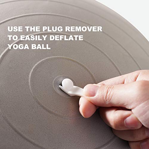 Exercise Ball Pump, Hand Air Pump for Stability Workout Yoga Ball, with 2 Plugs for Valve & 1 Plug Remover for Easy Deflation (Hand Pump)