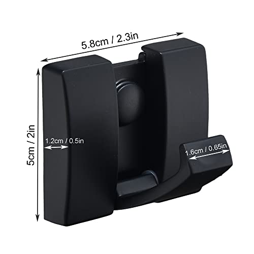 DMYMAT Black Towel Hooks for Bathrooms, Folding Hideaway Coat Hooks 2 Pack, Modern Heavy Duty Wall Hooks, Space Aluminum Material, for Bedroom Closet Hanging Robe Clothes Hat Key