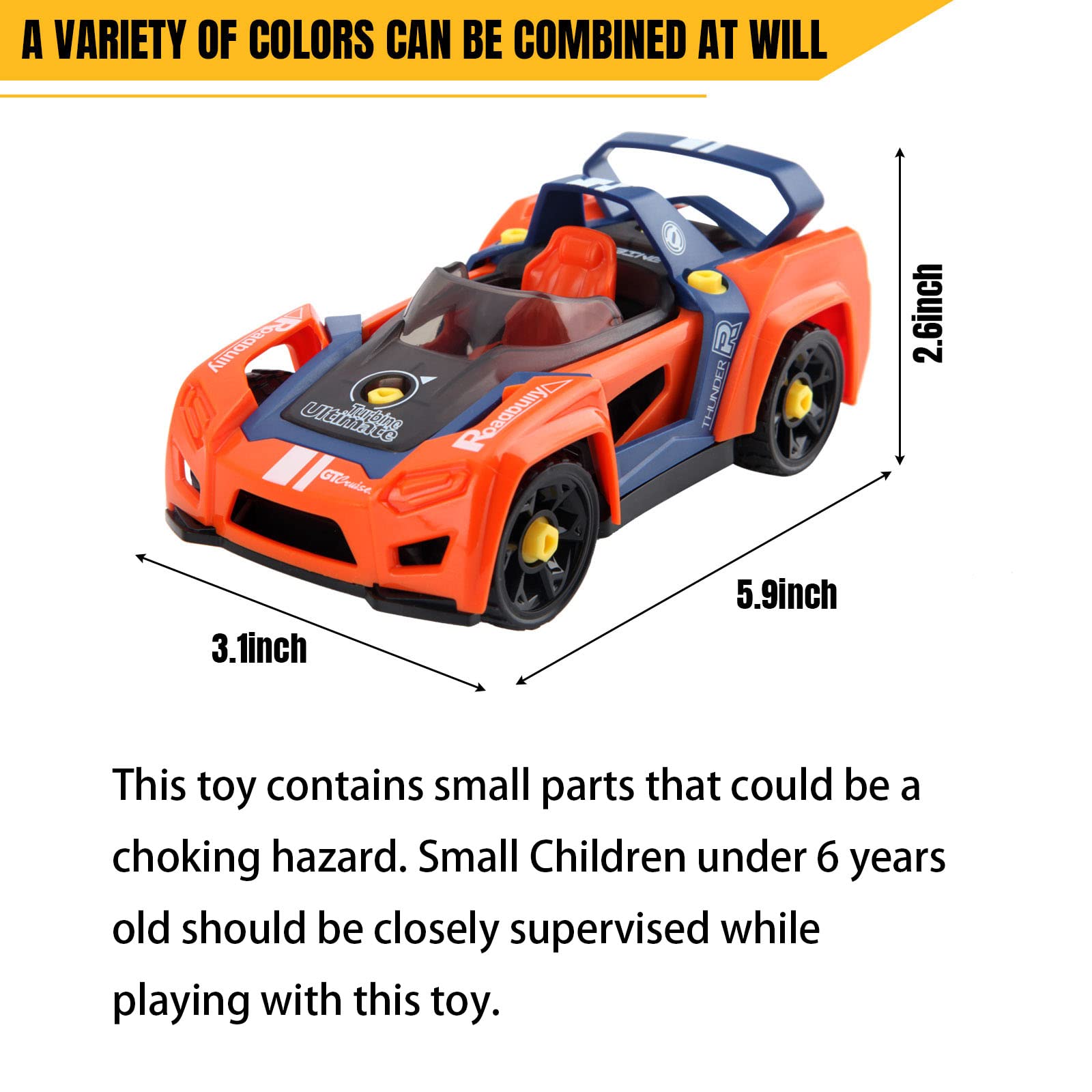 Minxuan Assembly Car Take Apart Race Car Toys for 6 7 8 Year Old Boy DIY STEM Gift Play Set -50PCS