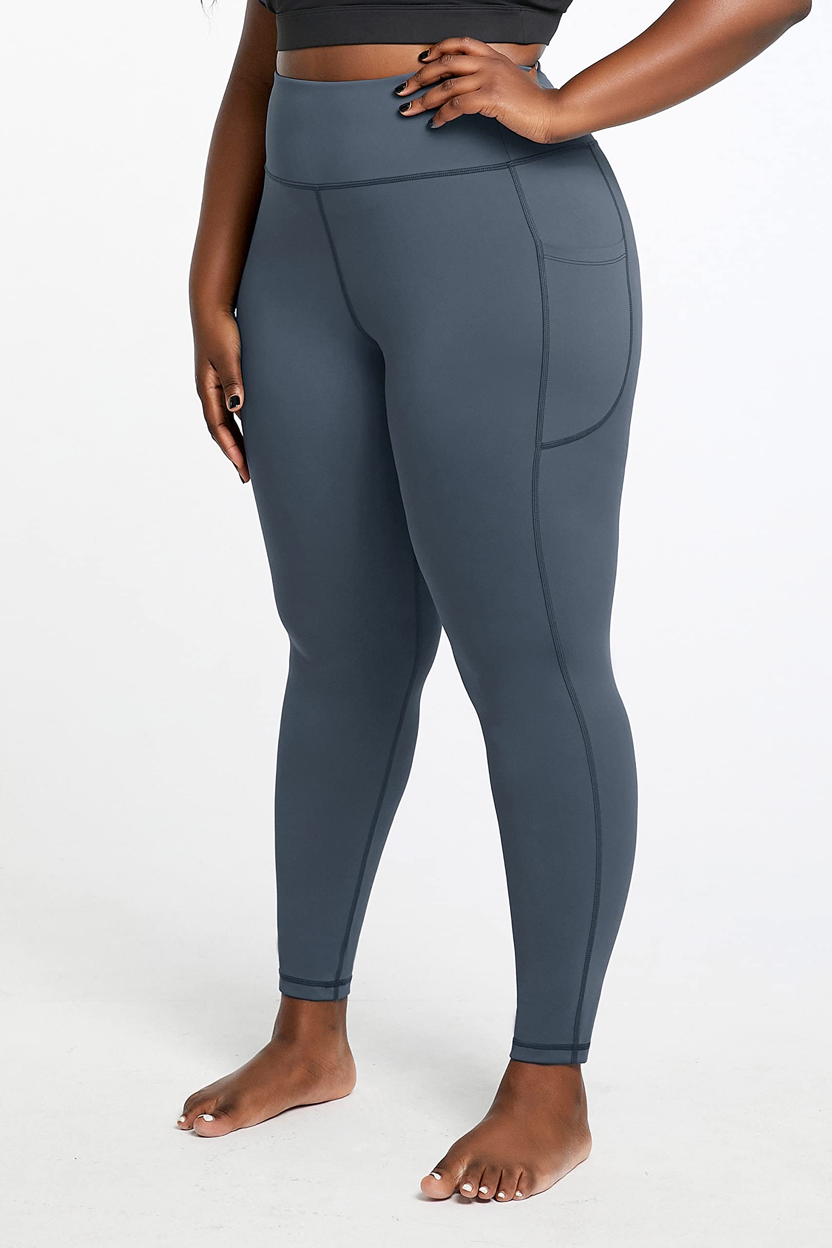 AOR YOGA Plus Size Leggings with Pockets for Squats and Tummy Control Deep Grey