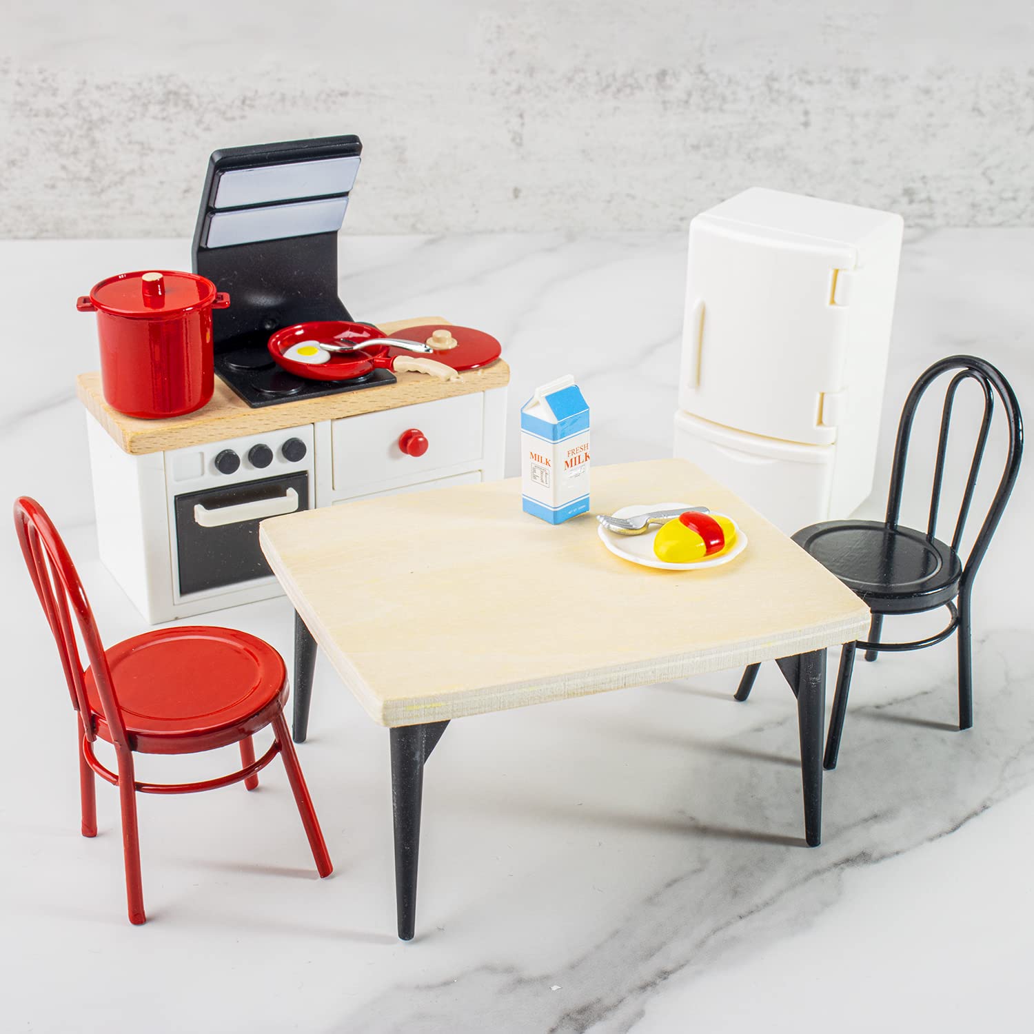 Hiawbon 2 Pcs Miniature Yellow Dinning Chair 1:12 Scale Mini Metal Chairs for DIY Dollhouse Kitchen Furniture Decoration
