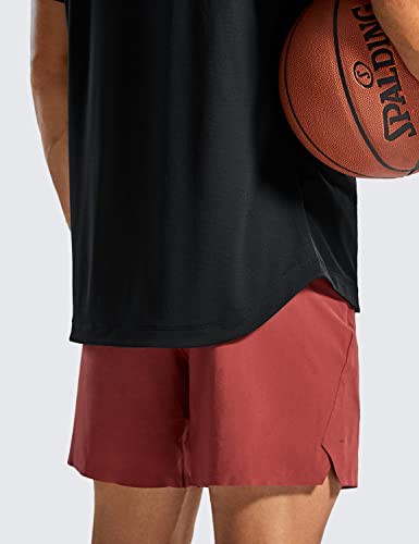 CRZ YOGA Men's Lightweight Short Sleeve T-Shirt Quick Dry Workout Running Athletic Tee Shirt Tops Black Large