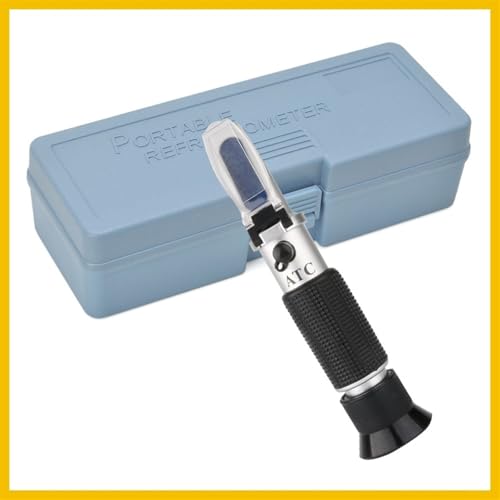 KYKYK Refractometer, Brix Refractometer 0~32% Optical Sugar Food Beverages ATC Content Meter Tool Handheld for Fruit, Homebrewing, Juice, Vegetables