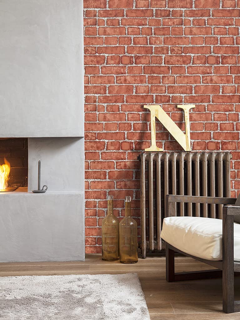 Cohoo Home Red Peel and Stick Wallpaper Brick Contact Paper 18” ×118” Faux 3D Brick Wall Paper Red Self Adhesive Wallpaper Removable Wallpaper Brick Backsplash Stick and Peel Vinyl Film