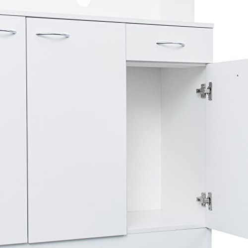 Cabinet, Large Kitchen Storage Cabinet Buffet Cabinet 71" Freestanding Kitchen Pantry Cabinet Cupboard with 6 Doors and 1 Drawer Versatile Wardrobe & Kitchen Cabinet Craft Storage Cabinet (White)