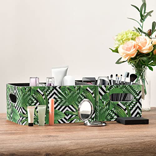 Exotic Jungle Palm Leaves Storage Basket Felt Storage Bin Collapsible Storage Box Shelves Cloth Baskets Organizer for Kids Bedroom Magazine