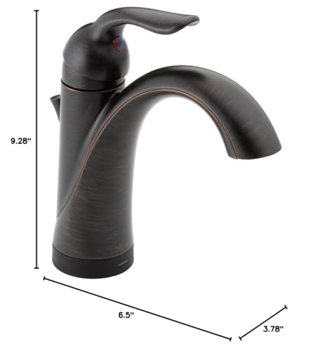 Delta Faucet Lahara Bronze Bathroom Faucet, Single Hole Bathroom Faucet, Single Handle, Diamond Seal Technology, Drain Assembly, Venetian Bronze 538T-RB-DST