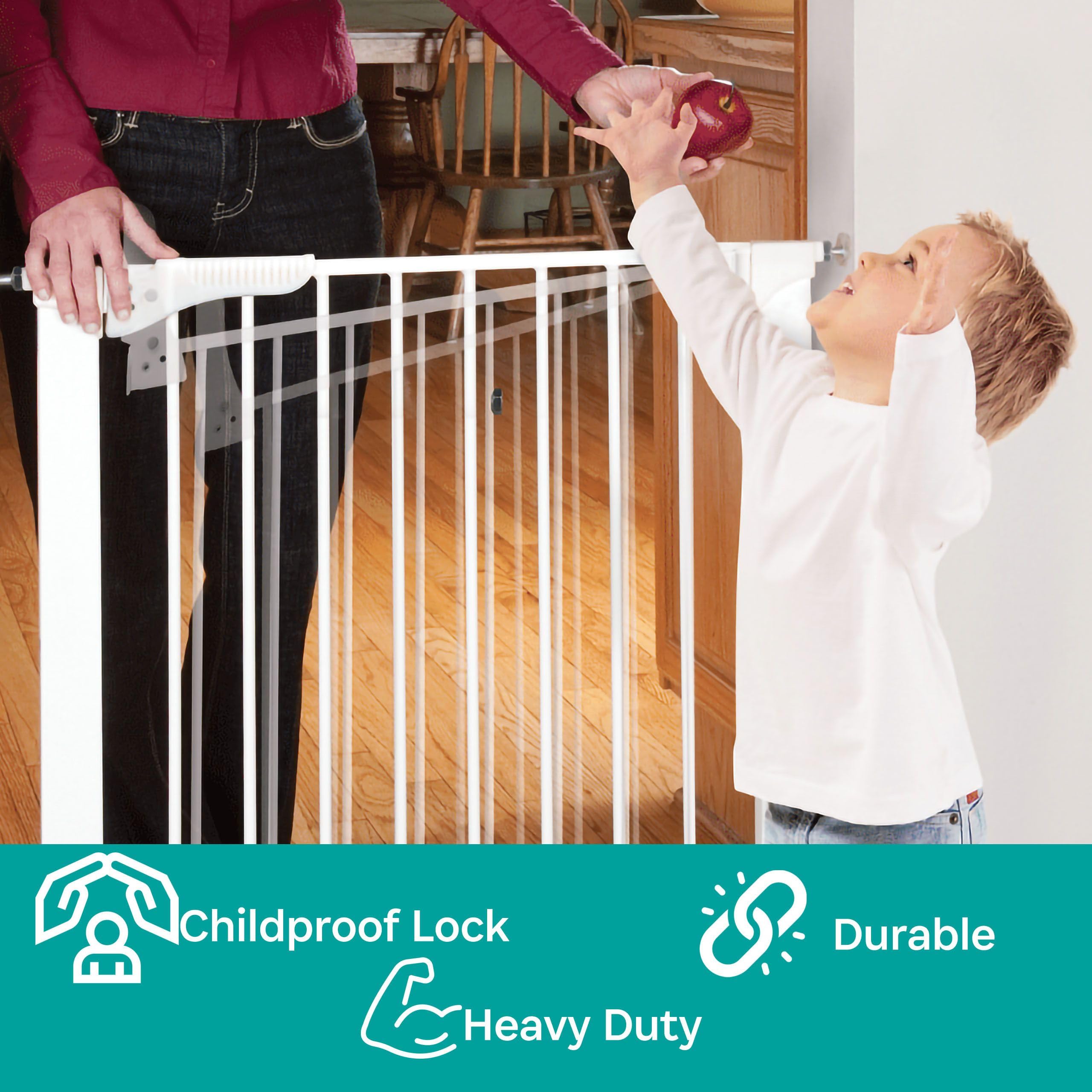 KidCo Gateway Baby Pressure Gate - No Tools or Wall Cups Required, Visual Pressure Indicator, Hold Open Safety Gate - G1000, White