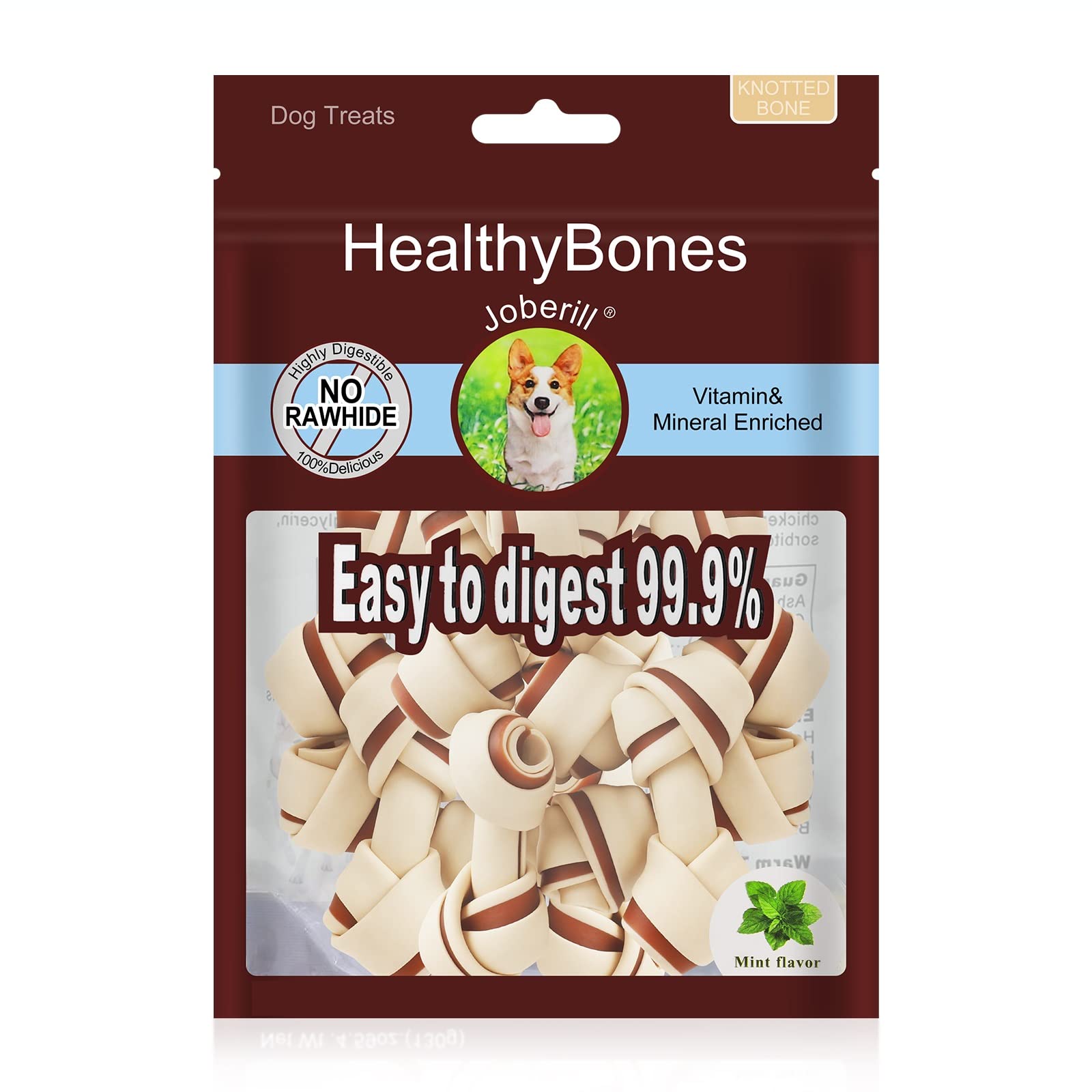 UrbanX HealthyBones Beef Rawhide Free Healthy Mini Chews for Rhodesian Ridgeback and Other Large Hound Dogs Great Foods for Training Rewards, 7 Count