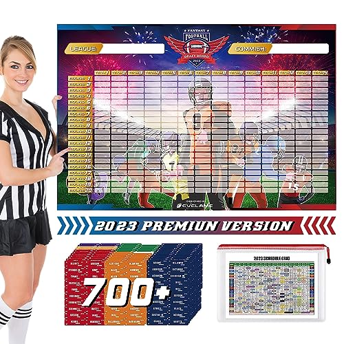 Extra Large 6FT x 4FT Fantasy Football Draft Board 2023-2024 Kit with 637 Player Stickers, 14 Teams, 20 Rounds, 2023 Fantasy Football Draft kit Premium Color Version for Home Office Sport Club Bar