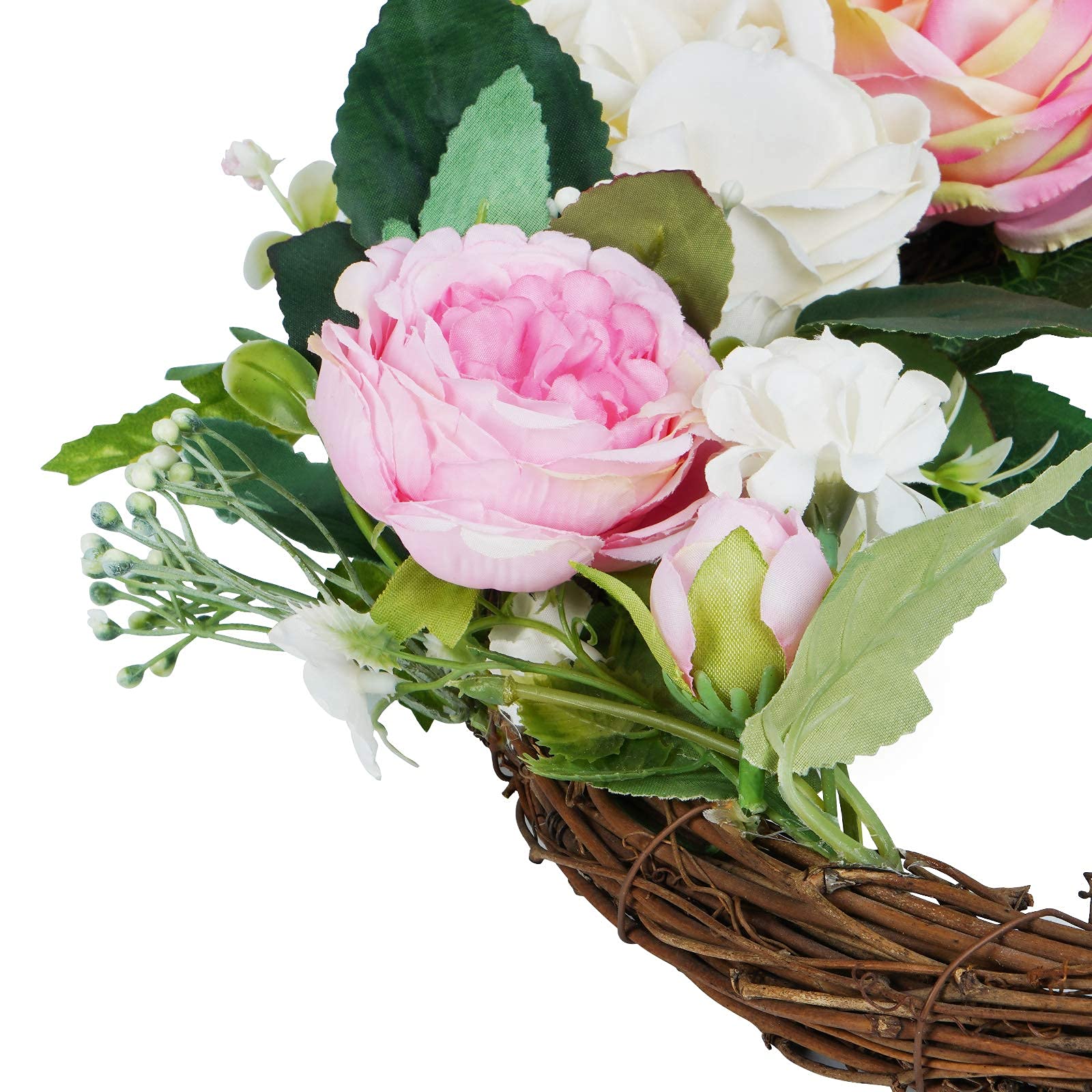 Martine Mall 14In Artificial Peony Flower Wreath Half Circle Wreath Front Door Wreath for Spring Summer Floral Wreath with Eucalyptus Leaves Home Garden Party Wedding Mother Valentines Day Decor