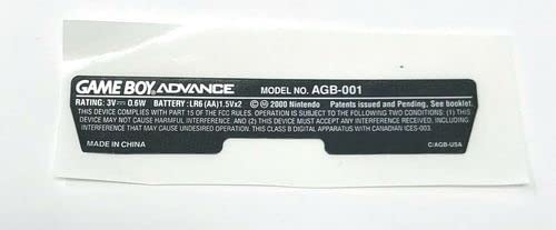 GBA Game Boy Advance High Quality Replacement Sticker Label