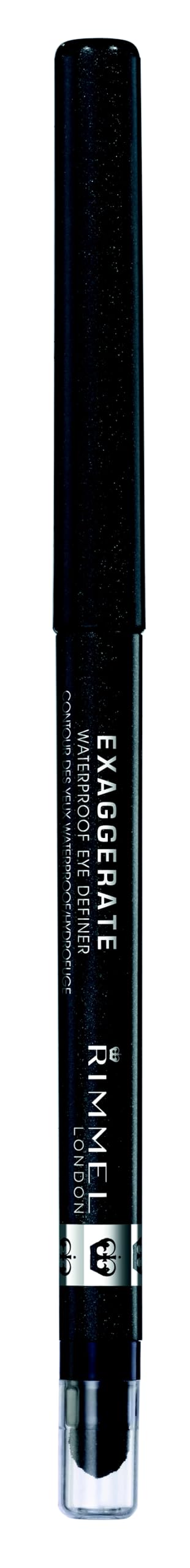 Rimmel London Exaggerate Waterproof Eye Definer Eyeliner, Highly Pigmented, Long-Wearing, Built-In Smudger, 264, Earl Grey, 0.01oz