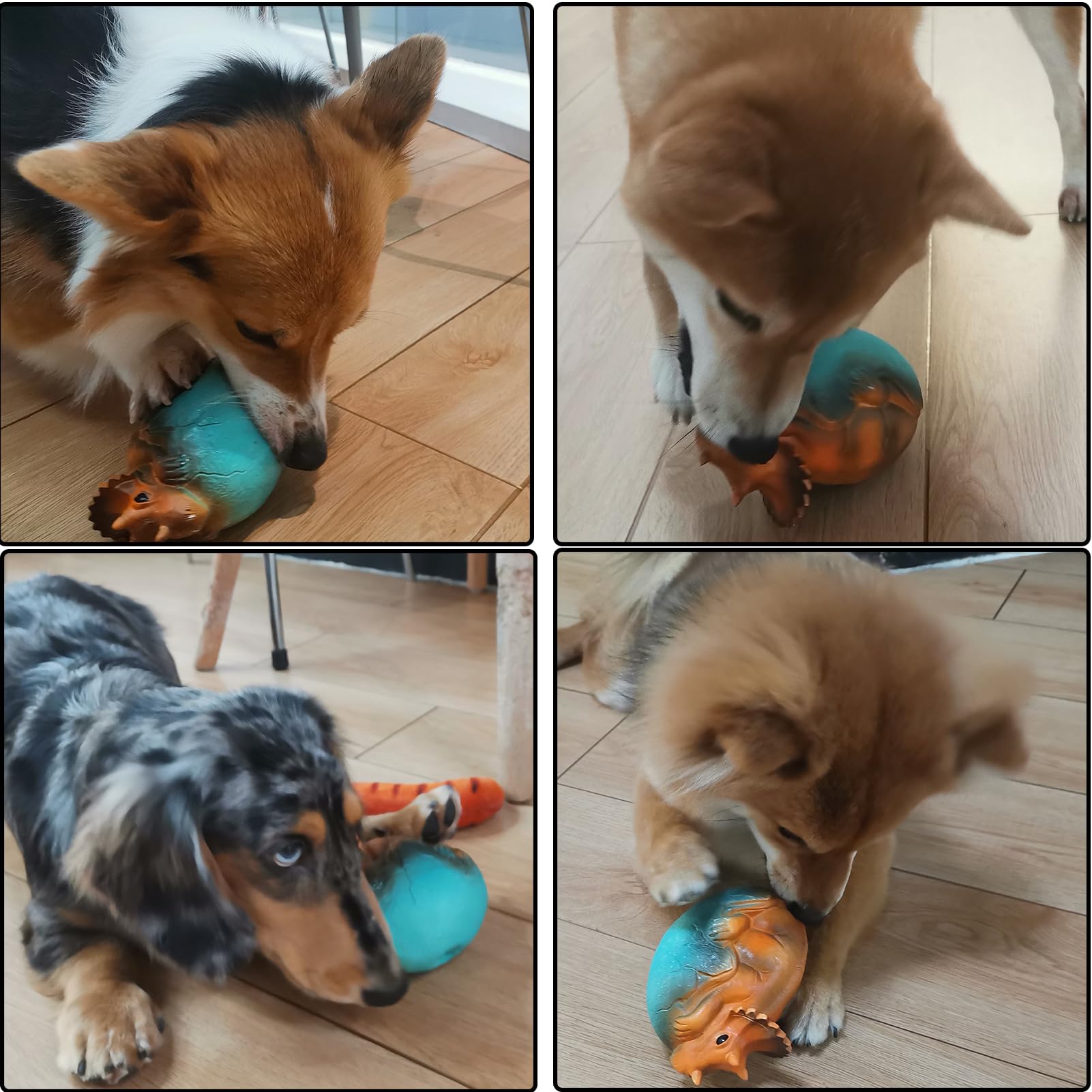 Jumbostone Squeaky Latex Dinosaur Egg Dog Toy, Soft Rubber Puppy Chew Squeaky Toys,Fetch Interactive Play Balls Toy for Puppy Small Medium Large Pets Dog
