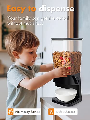 Conworld Cereal Dispenser Countertop, Large Capacity Rice Dispenser Cereal Container Storage, Not Easy to Crush Food, Dry Food Dispenser for Rice, Candy & Snack, Black (5.5 Qt)