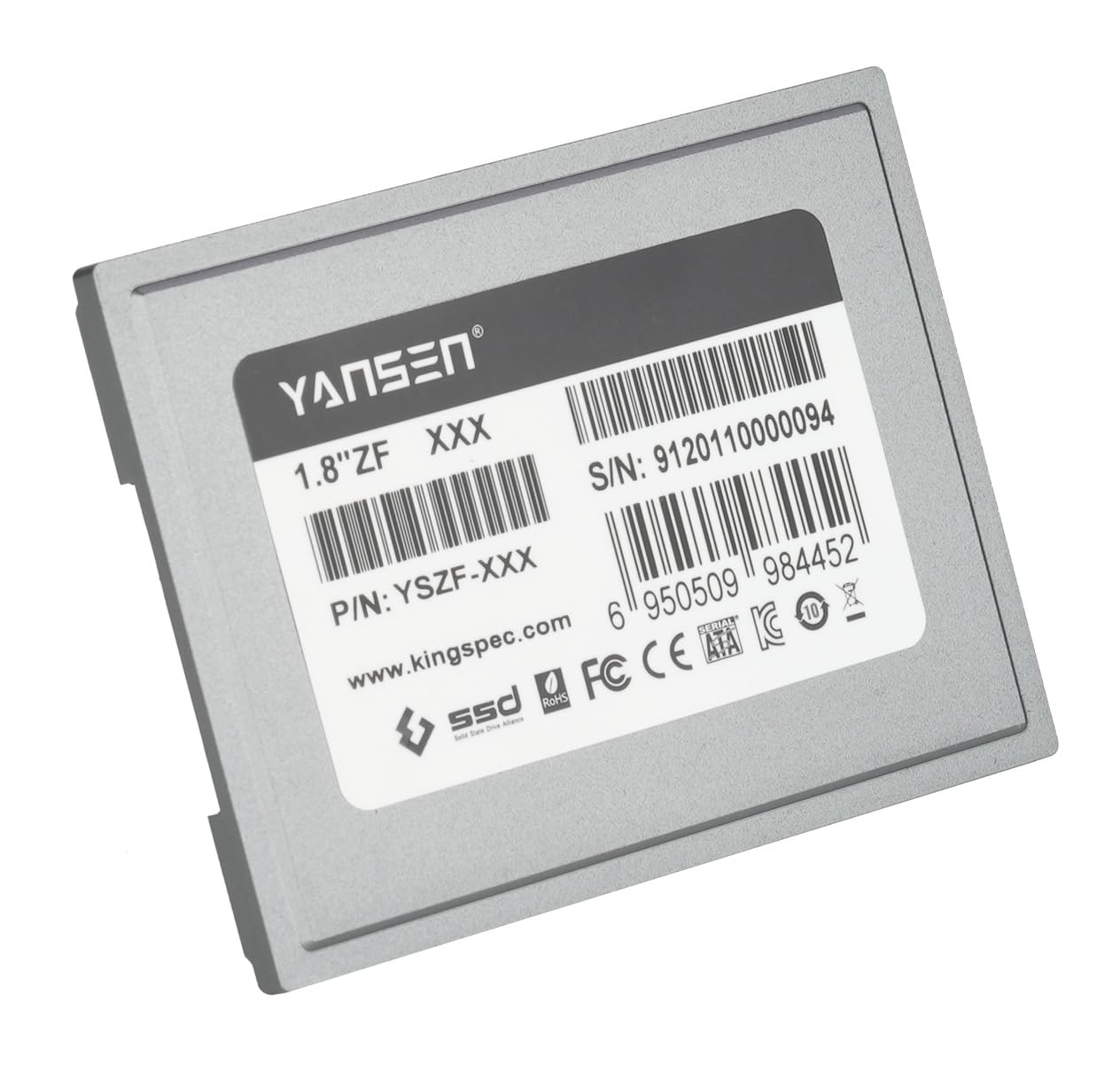 KingSpec Yansen 64GB 1.8" ZIF 40pin SSD Solid State Disk SM2236 Controller Compatible with Compact PC, Old Laptop and Media Player