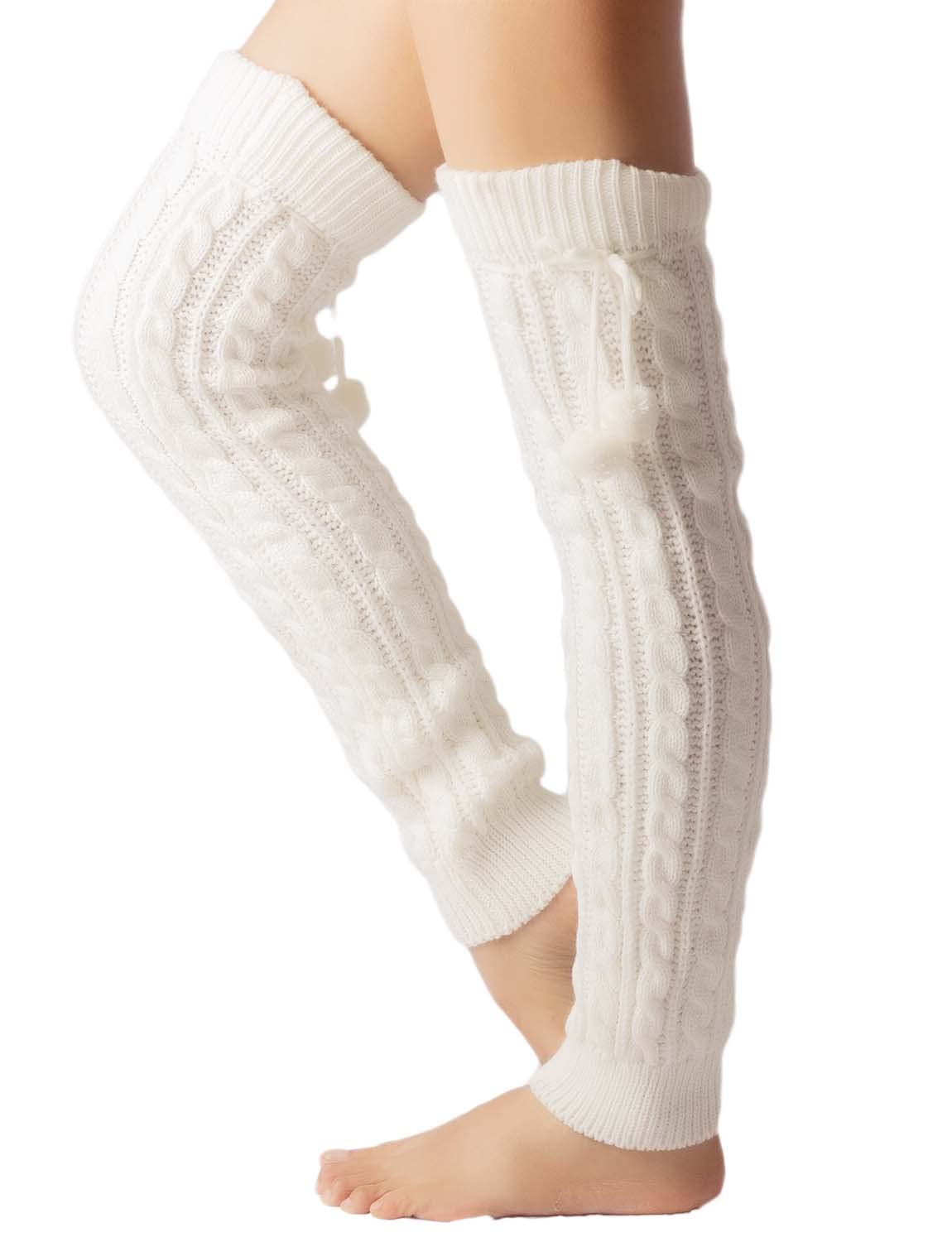 iB-iP Women's Leg Warmer Ballet Dancers Aerobics Cute Knee High Thermal Costume, Size: One Size, White