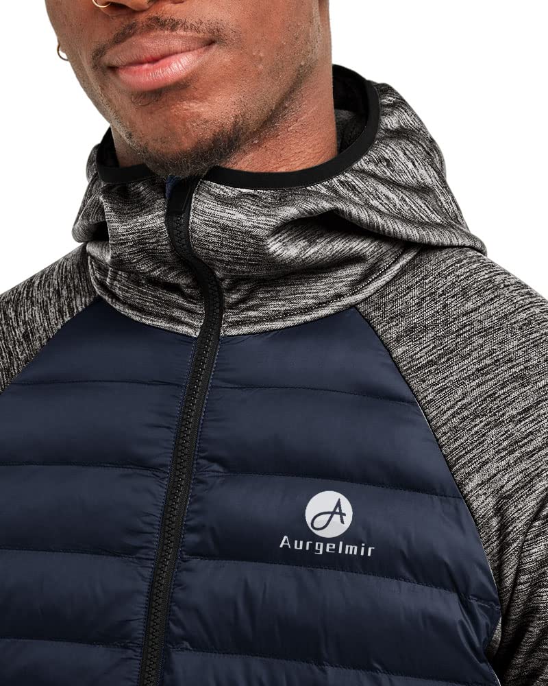Aurgelmir Mens Winter Workout Running Hybrid Jacket Full-Zip Hooded Athletic Gym Coat Tops