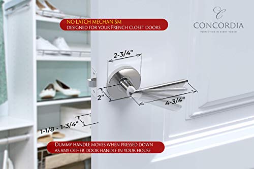 CONCORDIA 1001 - Inactive Dummy Door Handle Door Lever in Satin Nickel - Polished Chrome Finish - Dummy Right