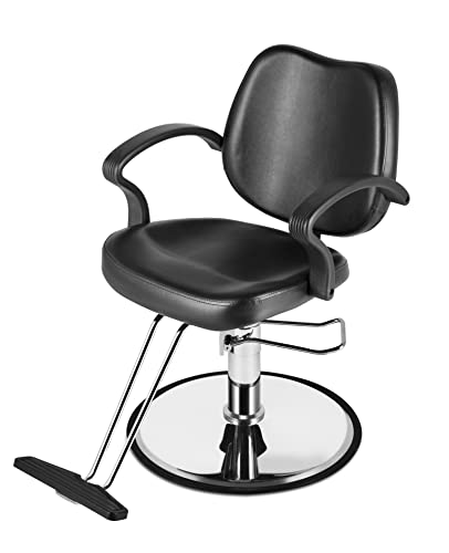 Beautymega Black Round Base Styling Salon Chair Hydraulic Pump Barber Chair All Purpose Beauty Salon Equipment