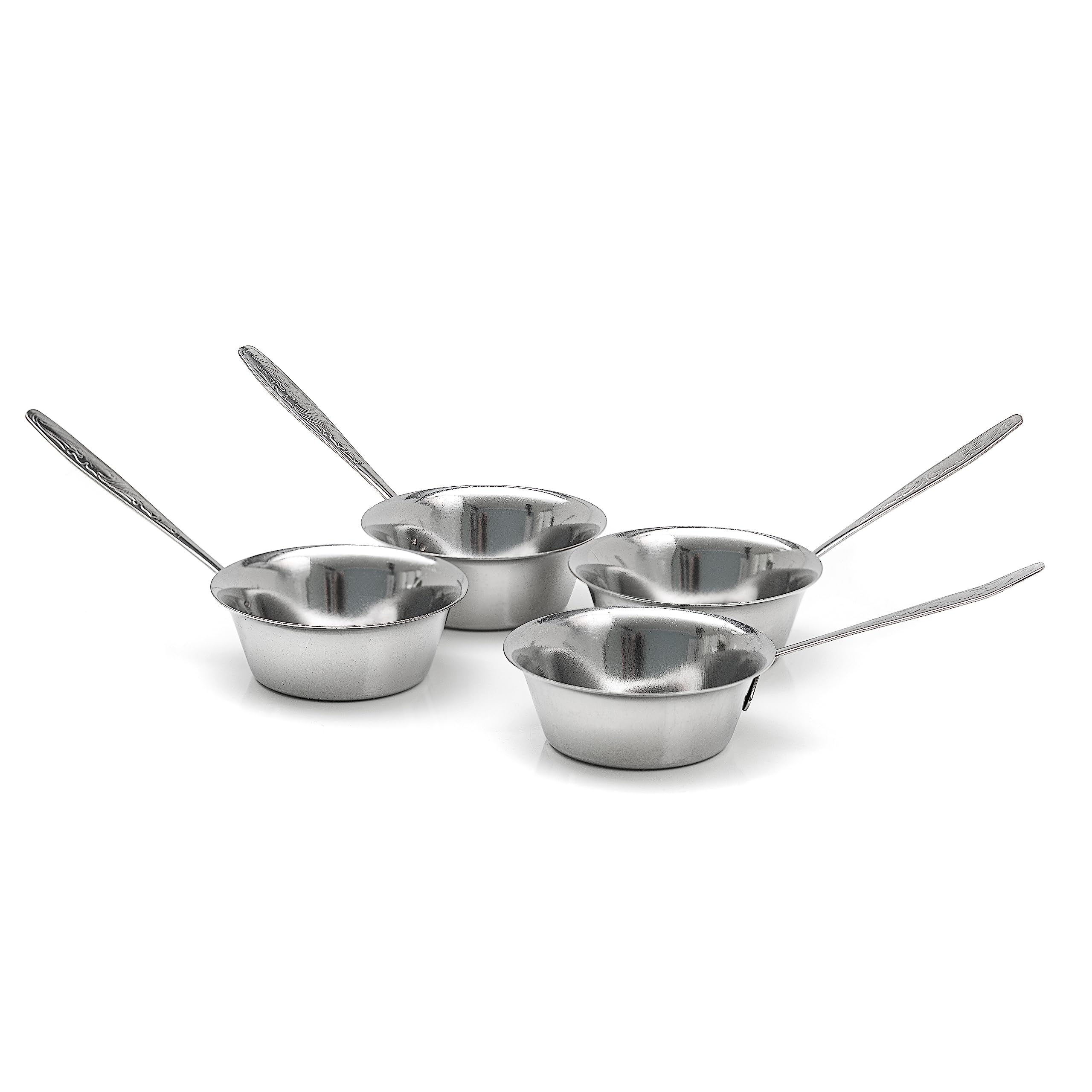 Cocotte Stainless Steel 3.15 Inch - 4 Pcs Mini Cocotte with Handle - Ramekin for Baking Julienne, Oven Safe, 3.38 Oz, OFXDD