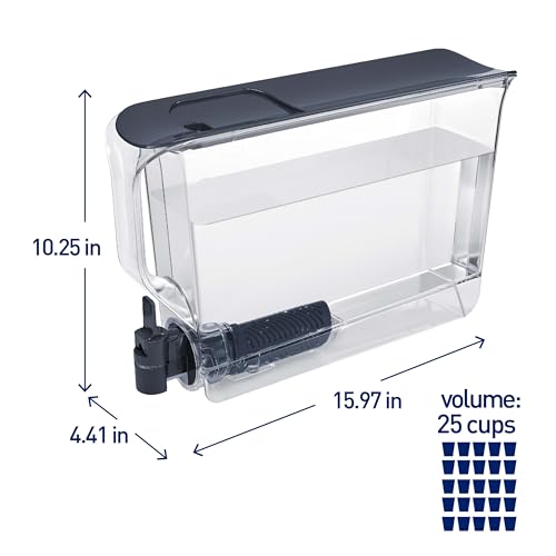 Brita XL Water Filter Dispenser for Tap and Drinking Water with 1 Stream Filter, Lasts 2 Months, 25 Cup Capacity, BPA Free, Dark Blue