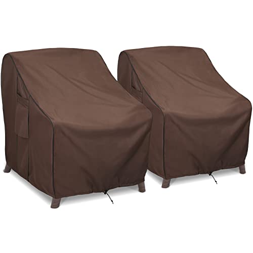 BRIVIC Patio Furniture Covers Waterproof for Chair, Outdoor Lawn Chair Covers Fits up to 32W x 37D x 36H inches(2Pack), Brown
