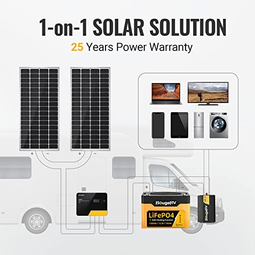 BougeRV 180 Watts Mono Solar Panel, 12 Volts Monocrystalline Solar Cell Charger High Efficiency Module for RV Marine Boat Off Grid