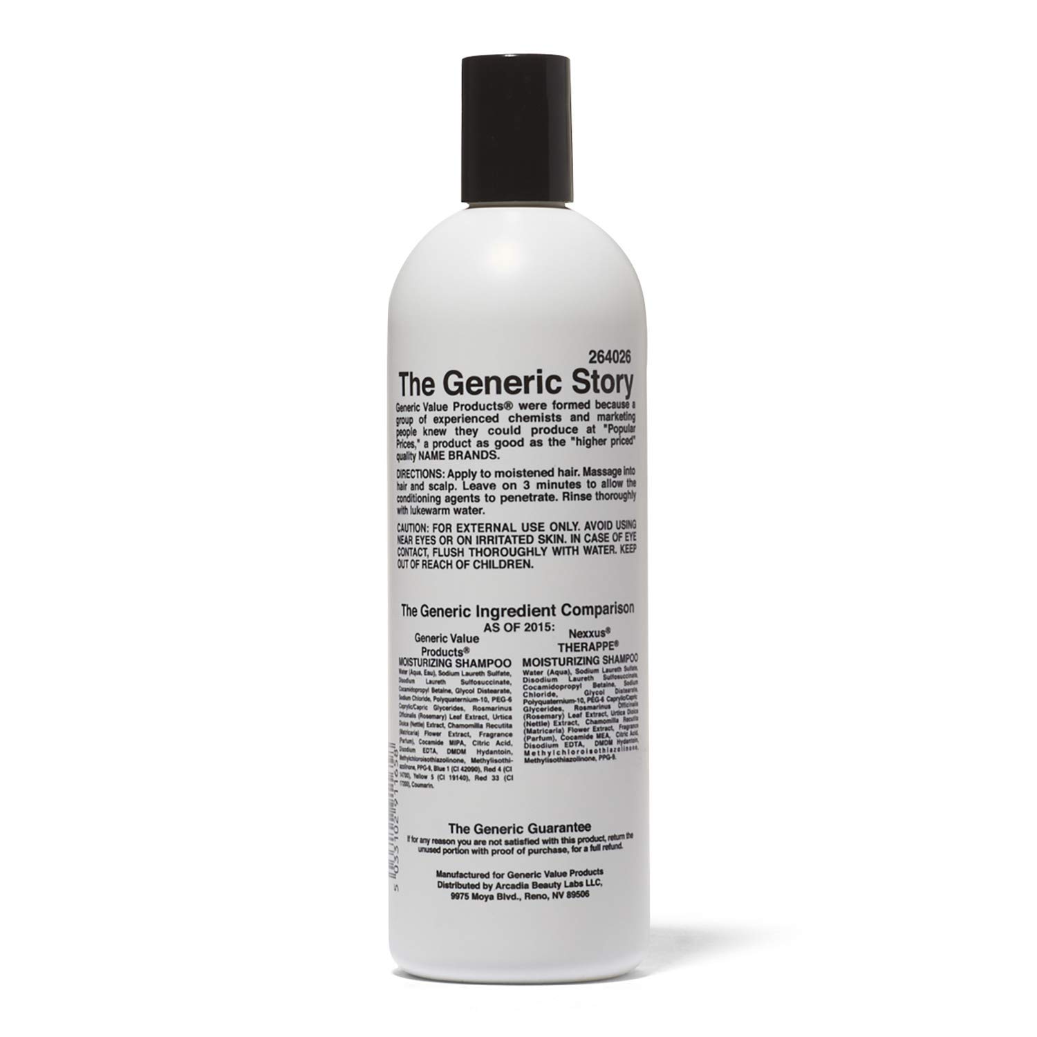 Generic Value Products Moisturizing Shampoo, Protects hair from the Sun, Restores and Maintains Moisture, Nourishing, Contains Natural Repairing Herbs, 16 Oz