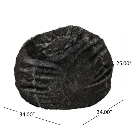 Christopher Knight Home Glendon Modern 3 Foot Faux Fur Bean Bag Cover (Only Skin), Black and White