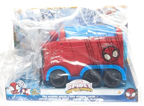 Marvel Spidey and His Amazing Friends Web Spinning Hauler - 8-Inch 3-in-1 Transforming Vehicle - Toys Featuring Your Friendly Neighborhood Spideys