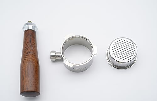 CittaLalage Coffee Espresso 304 Stainless Steel & Wooden Bottomless Portafilter 3 Ears 51mm with Filter Basket (14-18g double shots) Fits for Delonghi Coffee Machine EC680/EC685, SMEG & EUPA