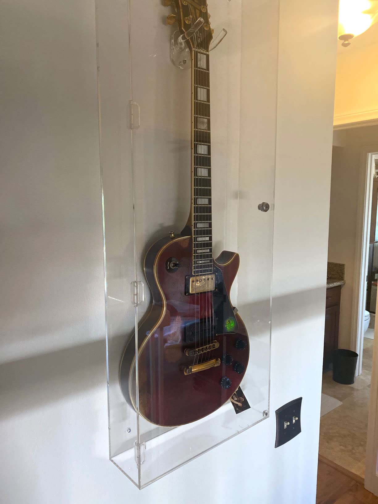DisplayGifts Electric Guitar Display Case Rack Hanger Holder Wall Mount Cabinet Lockable 98%UV Protection