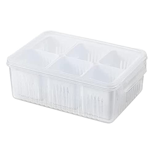 Food Storage Containers with Lids Airtight for Fridge, Refrigerator Fresh-keeping Food Storage Box Strainer with 6 Drain Basket, Vegetable Fridge Storage for Chopped Scallion Ginger Garlic Onion