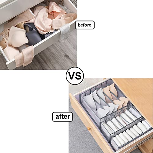 EZBOHO 7Pcs Underwear and Bra Organizer Mesh Drawer Organizers for Clothing Closet Pants Organizers Foldable Storage Box for Socks Jeans Underwear Cabinet Organization