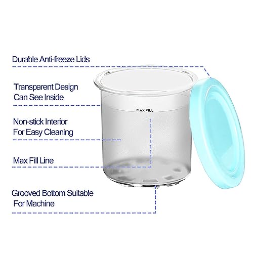 Containers Replacement for Ninja Creami - Ice Cream Pint Container with Silicone Lid, 4 Pack, 16oz Cups, Compatible with NC301 NC300 NC299AMZ Series Ice Cream Maker