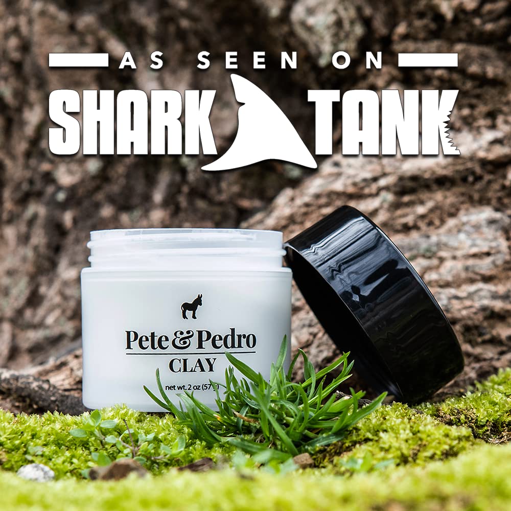 Pete & Pedro HAIR STYLING CLAY - Medium Hold, Matte Finish, Low Shine Styling Clay for Men, Ideal for Hairstyling Medium, Messy, Fine Thinning Hair Styles | Shark Tank Featured, 2 oz