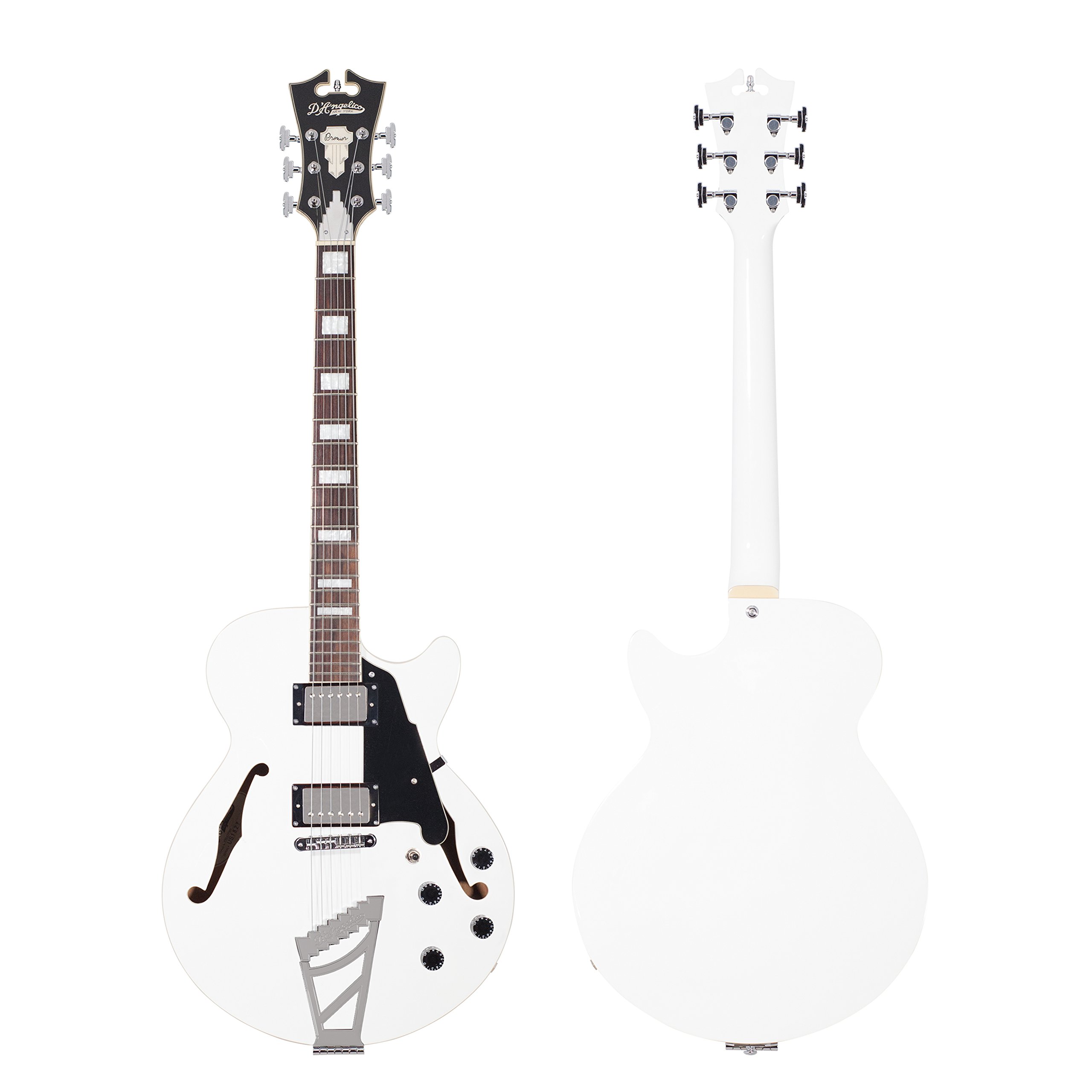 D'Angelico Premier SS Semi-Hollow Electric Guitar w/ Stairstep Tailpiece - White