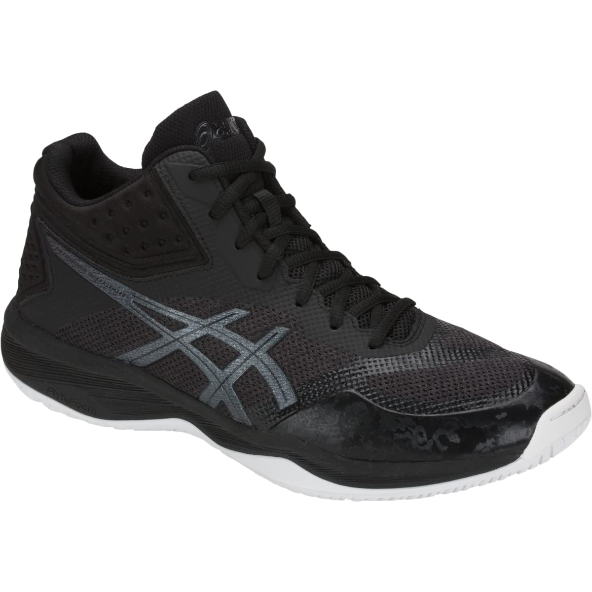 ASICS Men's Netburner Ballistic FlyteFoam Mid Top 2 Volleyball Shoes, 8, White/Gunmetal