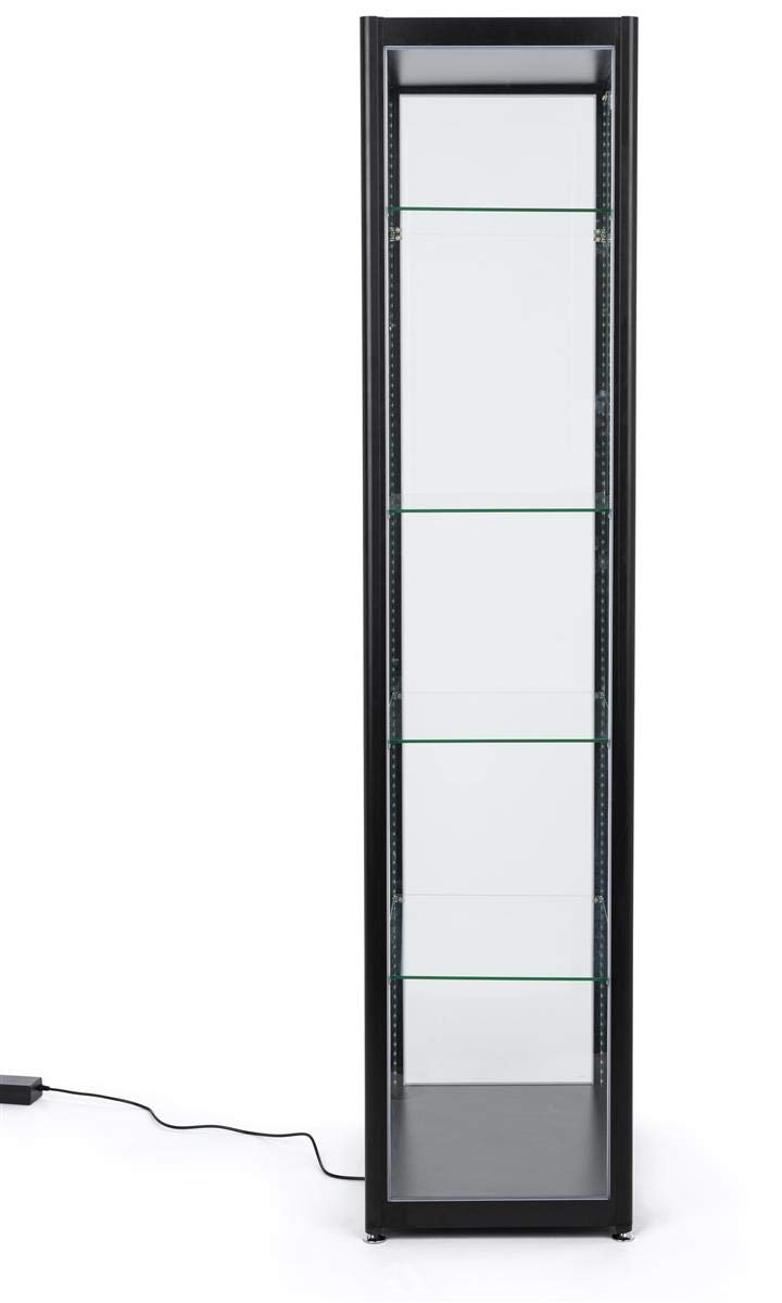 Displays2go 2 Foot Wide Display Cases with Corner Lighting – Black (DCKDMT24B)