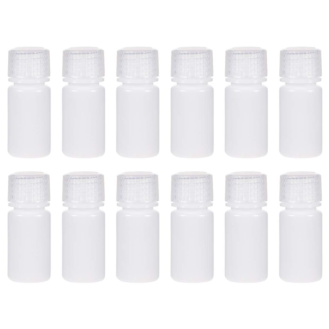uxcell Plastic Lab Chemical Reagent Bottle, 15ml/0.5 oz Small Mouth Sample Sealing Liquid/Solid Storage Bottles, White 12pcs