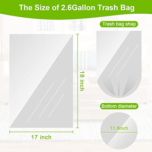 Clear Trash Bags - 100 Clear 2.6 Gallon Small Garbage Bags(white) for home office kitchen Trash Can Bathroom Bedroom…