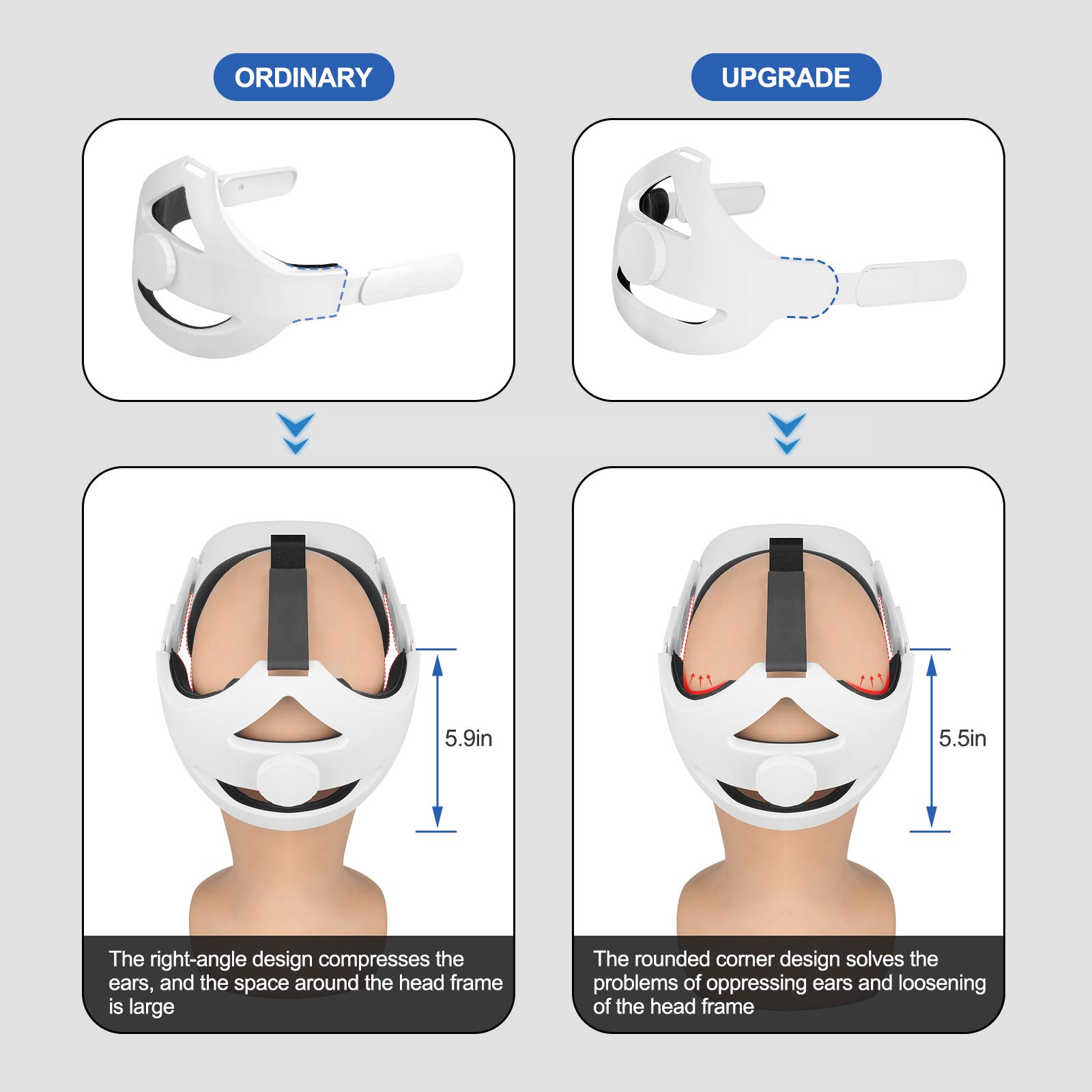 MASiKEN 6-in-1 Accessories for Oculus Quest 2 Head Strap Replacement Kits, VR Shell,Controllers Cover,Face Cover, Release Face Squeeze Comfort Wearing, Meta Quest 2 Easter Gifts (Bunny Set)